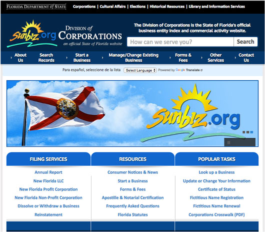 Florida Business Entity And Corporation Search FL Secretary Of State